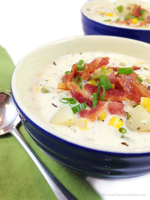 New England Bacon Corn Chowder - Through Her Looking Glass