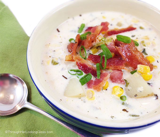 New England Bacon Corn Chowder - Through Her Looking Glass