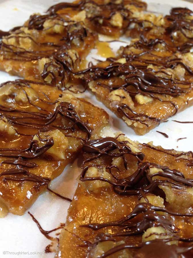 Chocolate Drizzled Toffee Squares - Through Her Looking Glass
