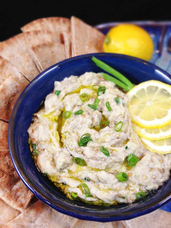 Baba Ghanoush Roasted Eggplant Dip - Through Her Looking Glass