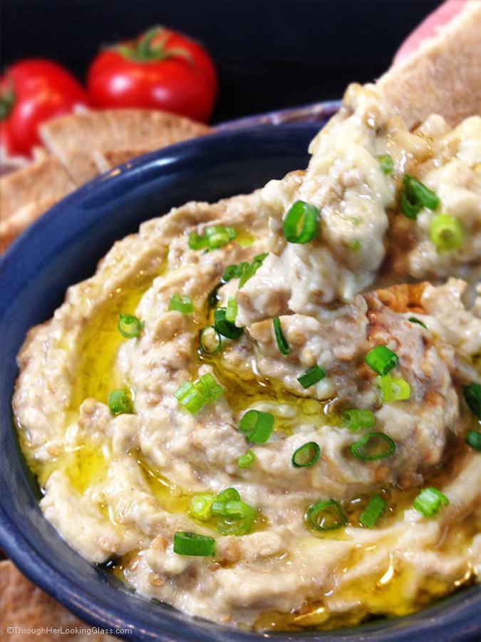 Baba Ghanoush Roasted Eggplant Dip - Through Her Looking Glass
