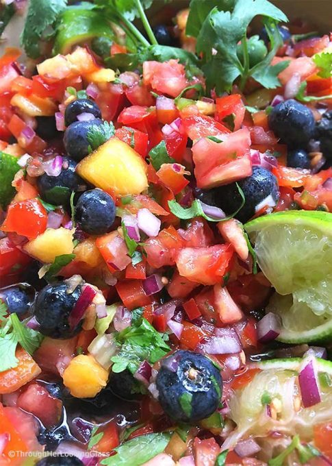 Fresh Peach Blueberry Salsa - Through Her Looking Glass